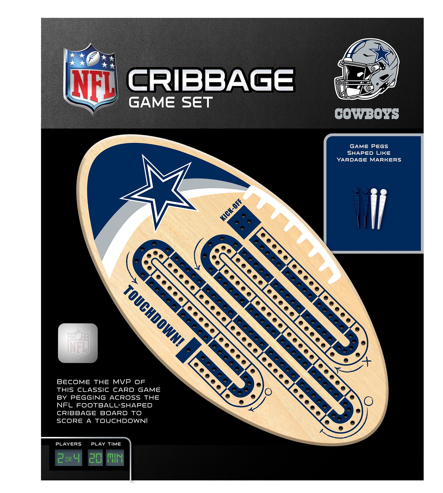 MasterPieces Officially Licensed NFL Dallas Cowboys Wooden Cribbage ...