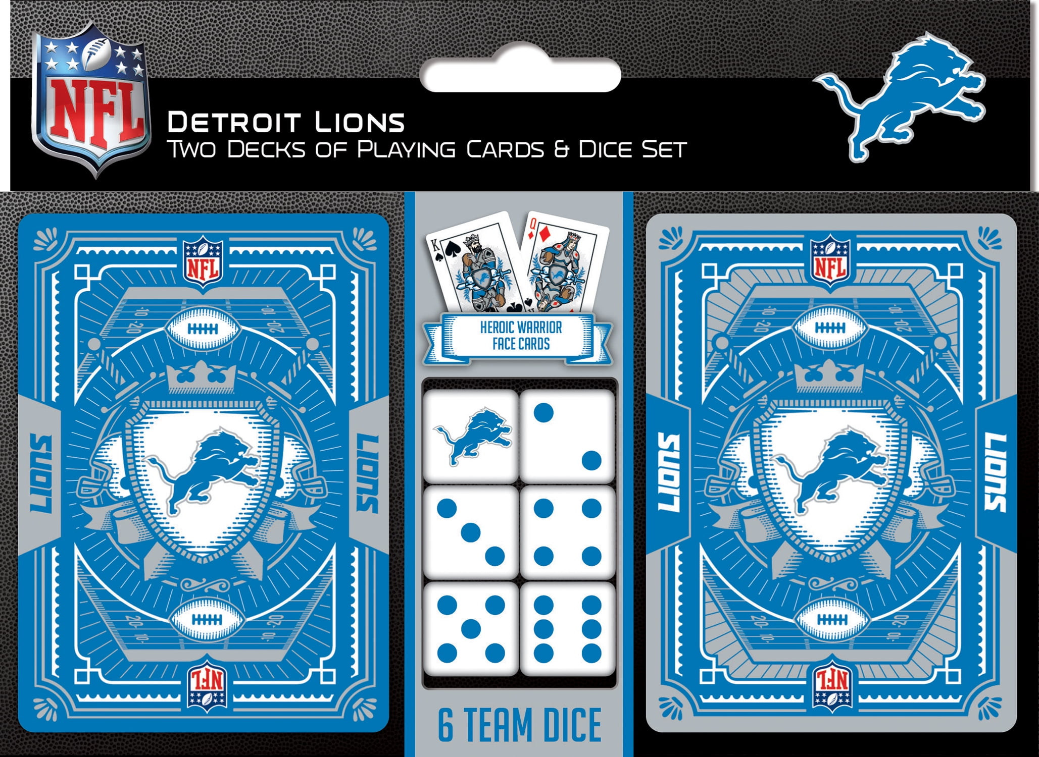 MasterPieces NFL Detroit Lions Playing Cards, 2 Decks, 5 Dice, Team ...