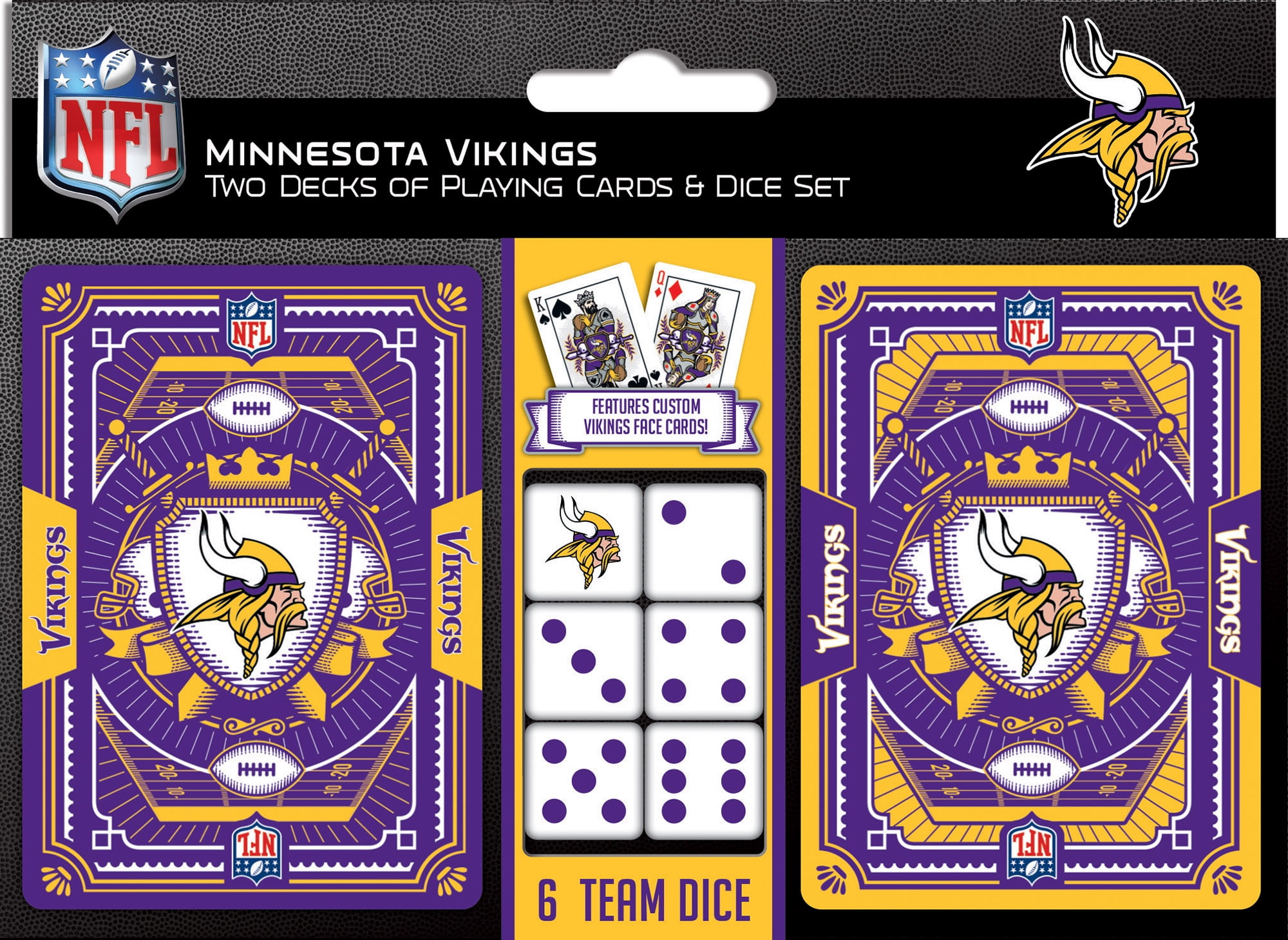 MasterPieces NFL Minnesota Vikings Playing Cards, Team Design, 6 Dice ...