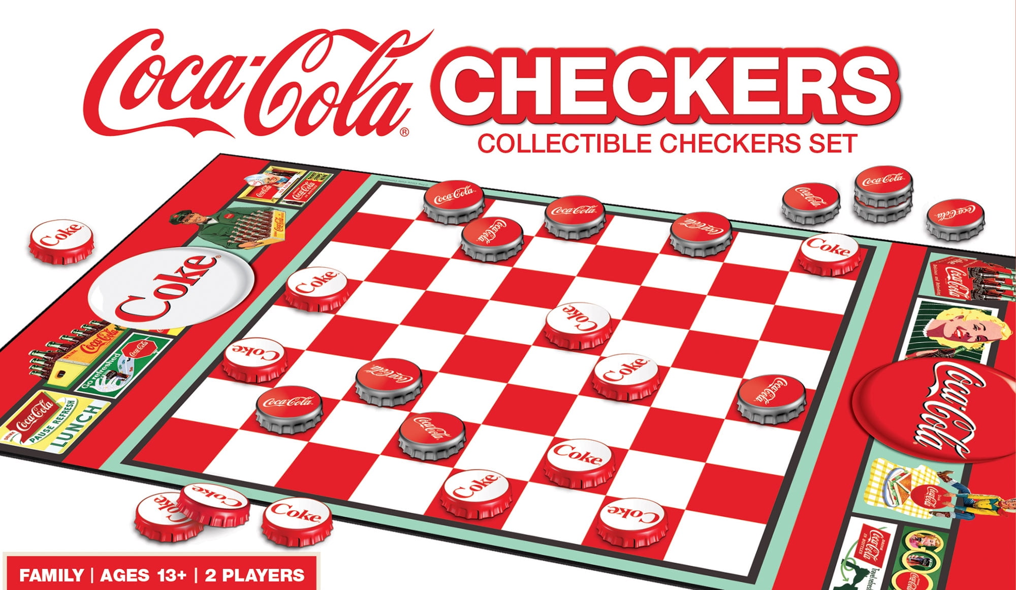 MasterPieces Officially licensed Coca Cola Checkers Board Game for ...