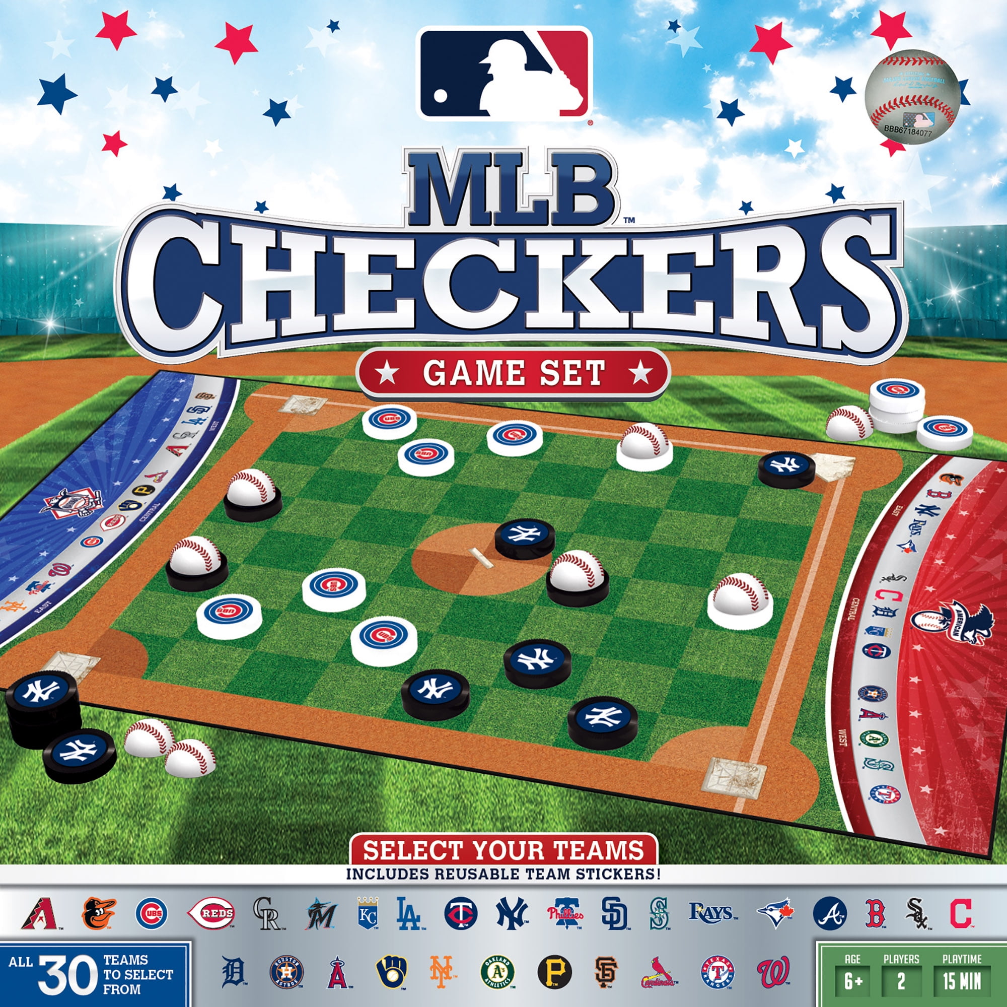 MasterPieces MLB Checkers Board Game, Officially Licensed, Fun for ...