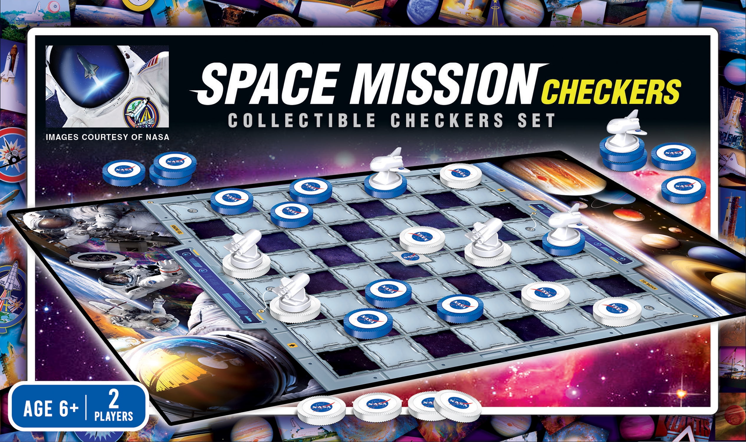MasterPieces Classic Space NASA Checkers Board Game for Kids & Families ...
