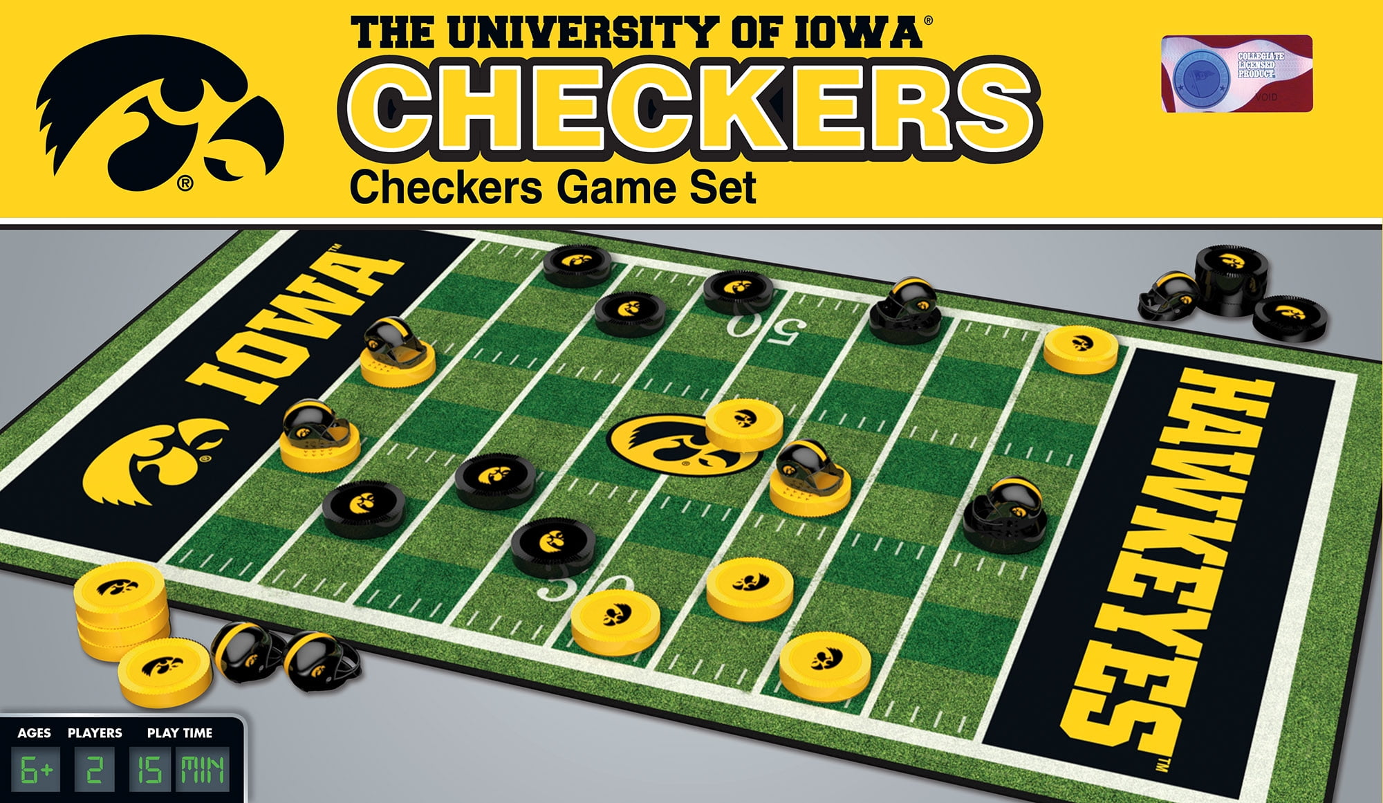 MasterPieces Officially licensed NCAA Iowa Hawkeyes Checkers Board Game ...