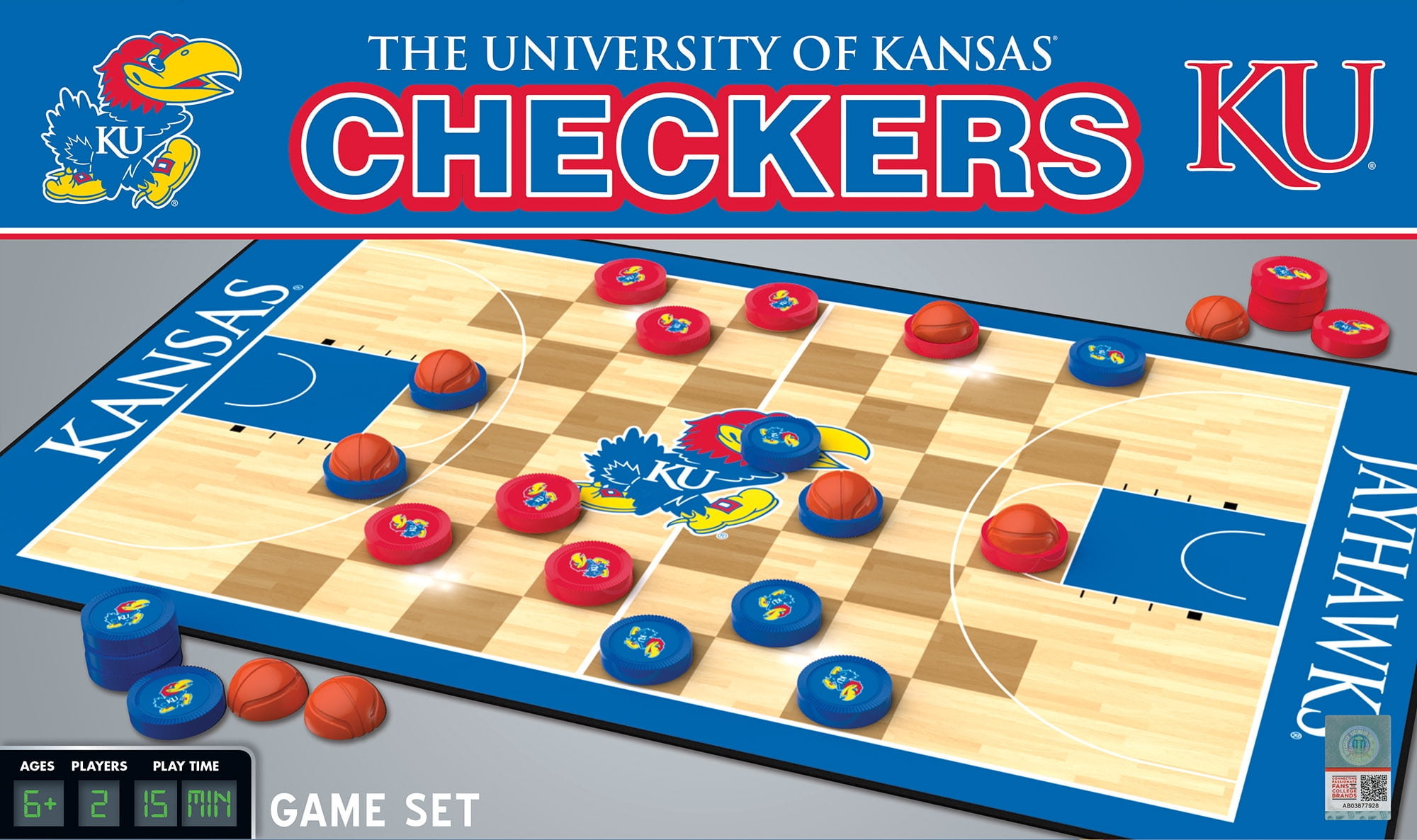 MasterPieces Officially licensed NCAA Kansas Jayhawks Checkers Board ...