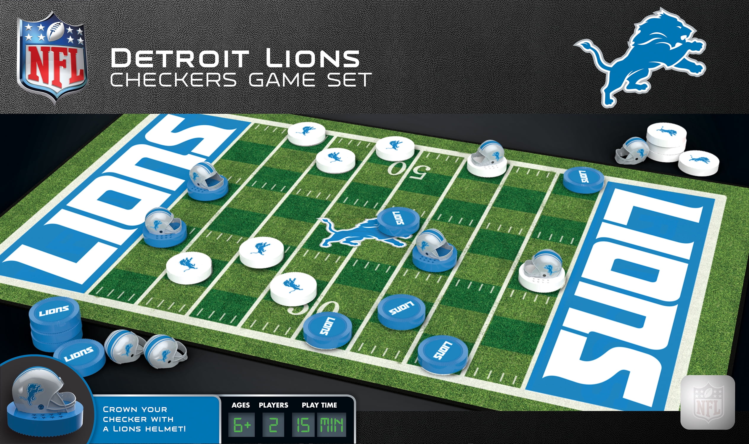 MasterPieces Officially licensed NFL Detroit Lions Checkers Board Game ...