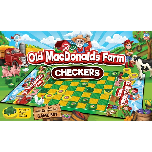 MasterPieces Officially licensed Old MacDonald's Checkers Board Game ...