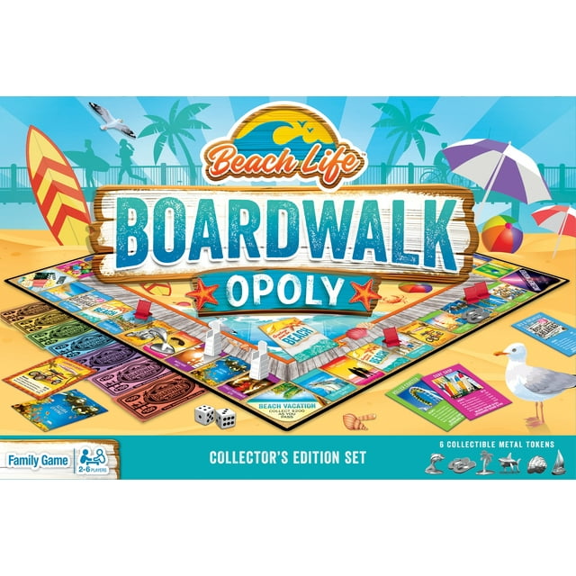 MasterPieces Beach Life Boardwalk Opoly - Family Monopoly Style Board ...