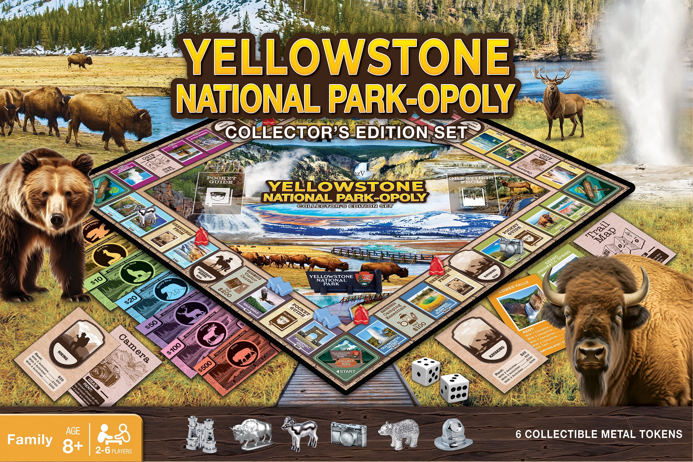 MasterPieces Yellowstone National Park Opoly Board Game - Family Fun ...