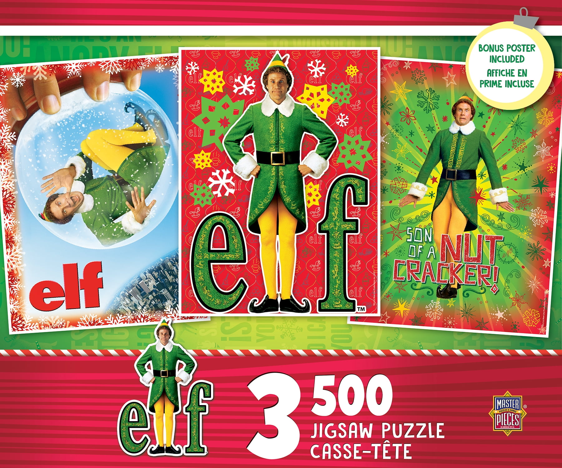 MasterPieces Adult Christmas Themed Elf 3-Pack 500 Piece Jigsaw Puzzles ...