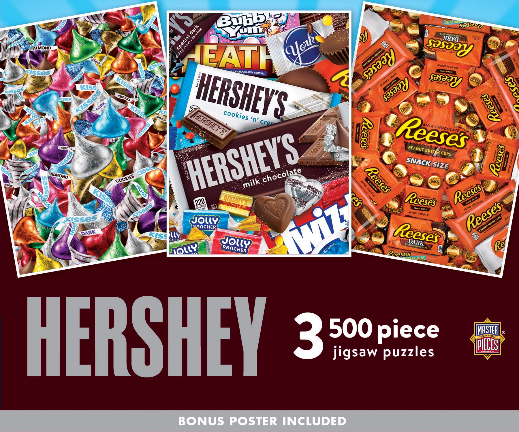 MasterPieces Puzzle Bundle - Hershey's 3-Pack 500 Piece Jigsaw Puzzles ...