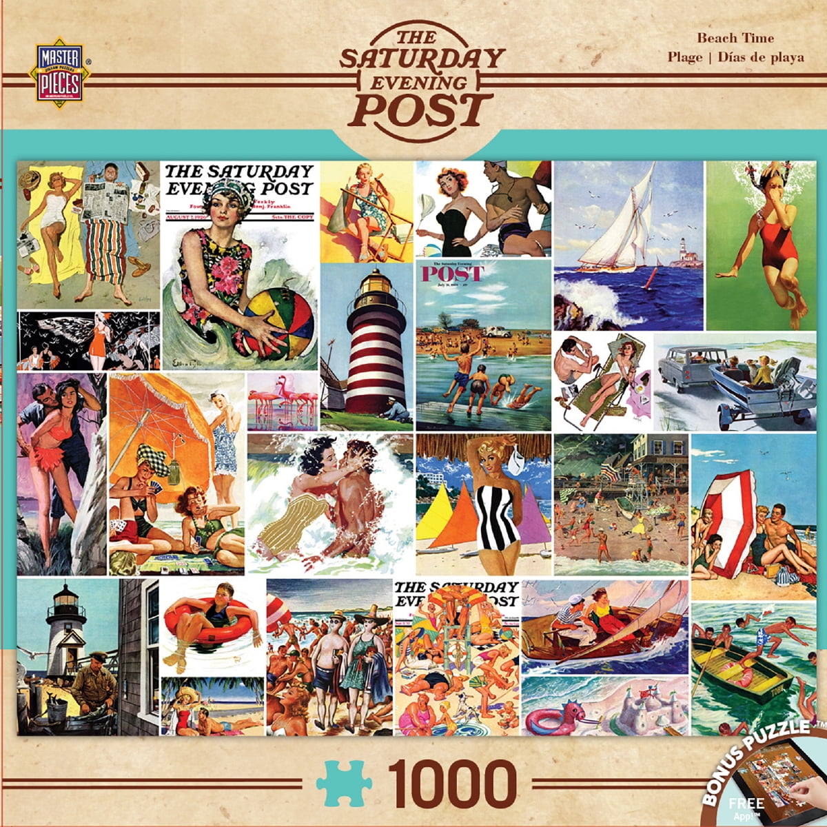 MasterPieces Saturday Evening Post Beach time Collage - Beach Paintings ...