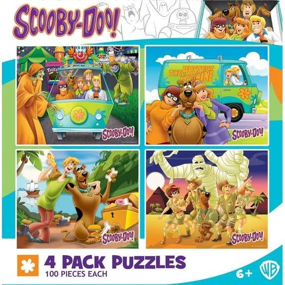 MasterPieces Scooby-Doo! 4-Pack 100 Piece Jigsaw Puzzles for Kids ...
