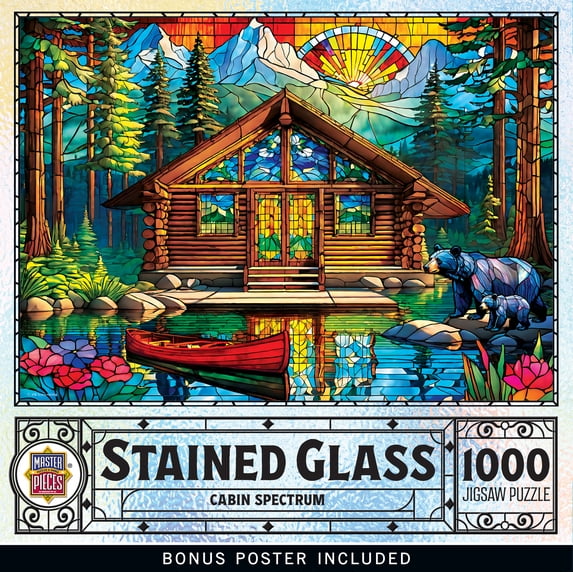 MasterPieces Stained Glass 1000 Piece Puzzle - Cabin Spectrum Art ...