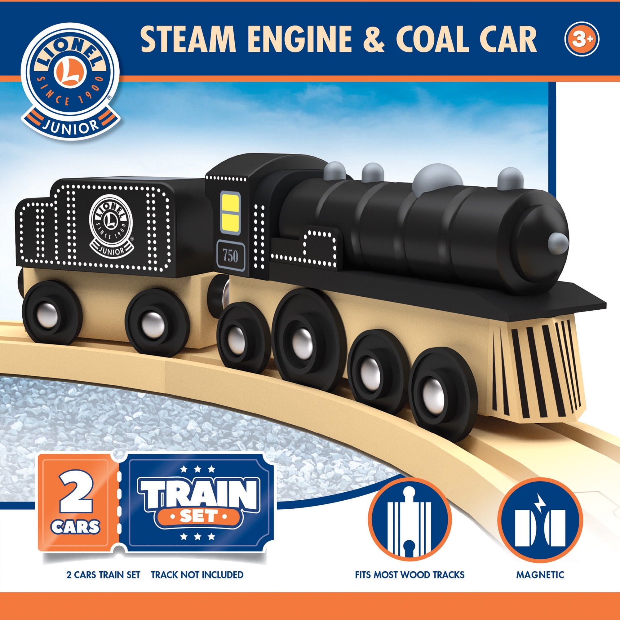 MasterPieces Lionel Junior Original 2-Car Wooden Steam Engine Train Set ...