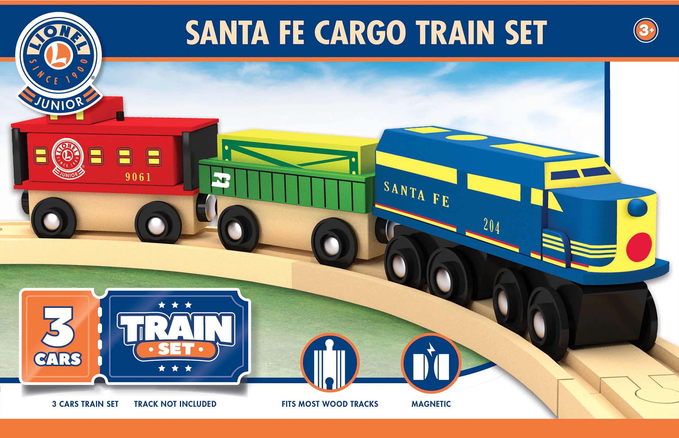 MasterPieces Wooden Toy Train Sets - Lionel Santa Fe Cargo 3 Piece Set ...