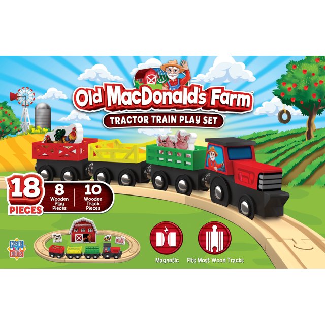 MasterPieces Wood Train Sets - Old MacDonald 18 Piece Train Set ...