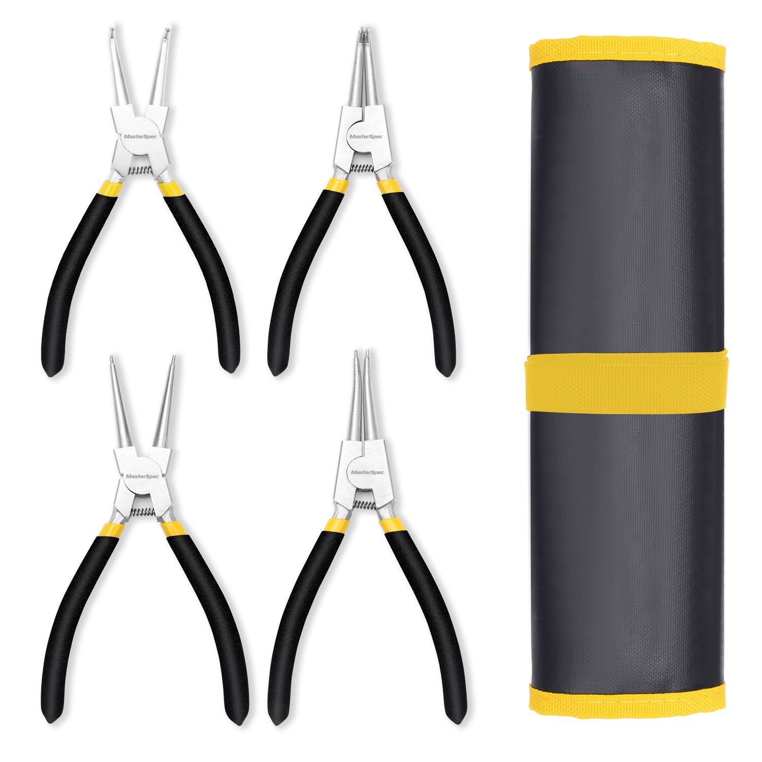 MasterSpec 7" Nickel Coated Circlip Pliers Set Snap Ring Remover ...