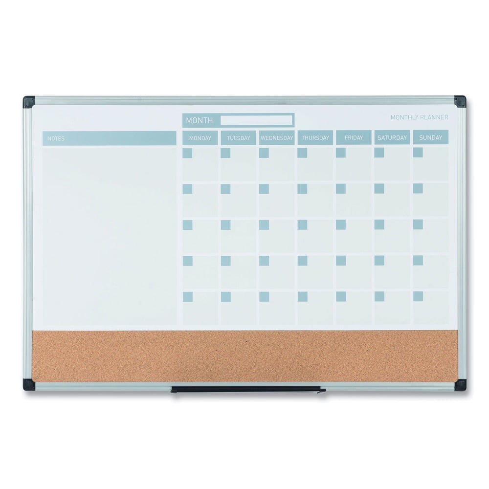MasterVision Magnetic Monthly Calendar Whiteboard with Wall Notes ...