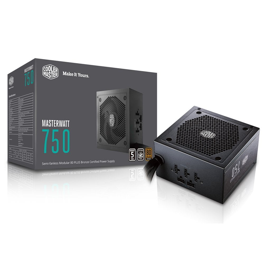 Cooler Master MasterWatt 750W 80 Plus Bronze Power Supply, Semi-Fanless ...