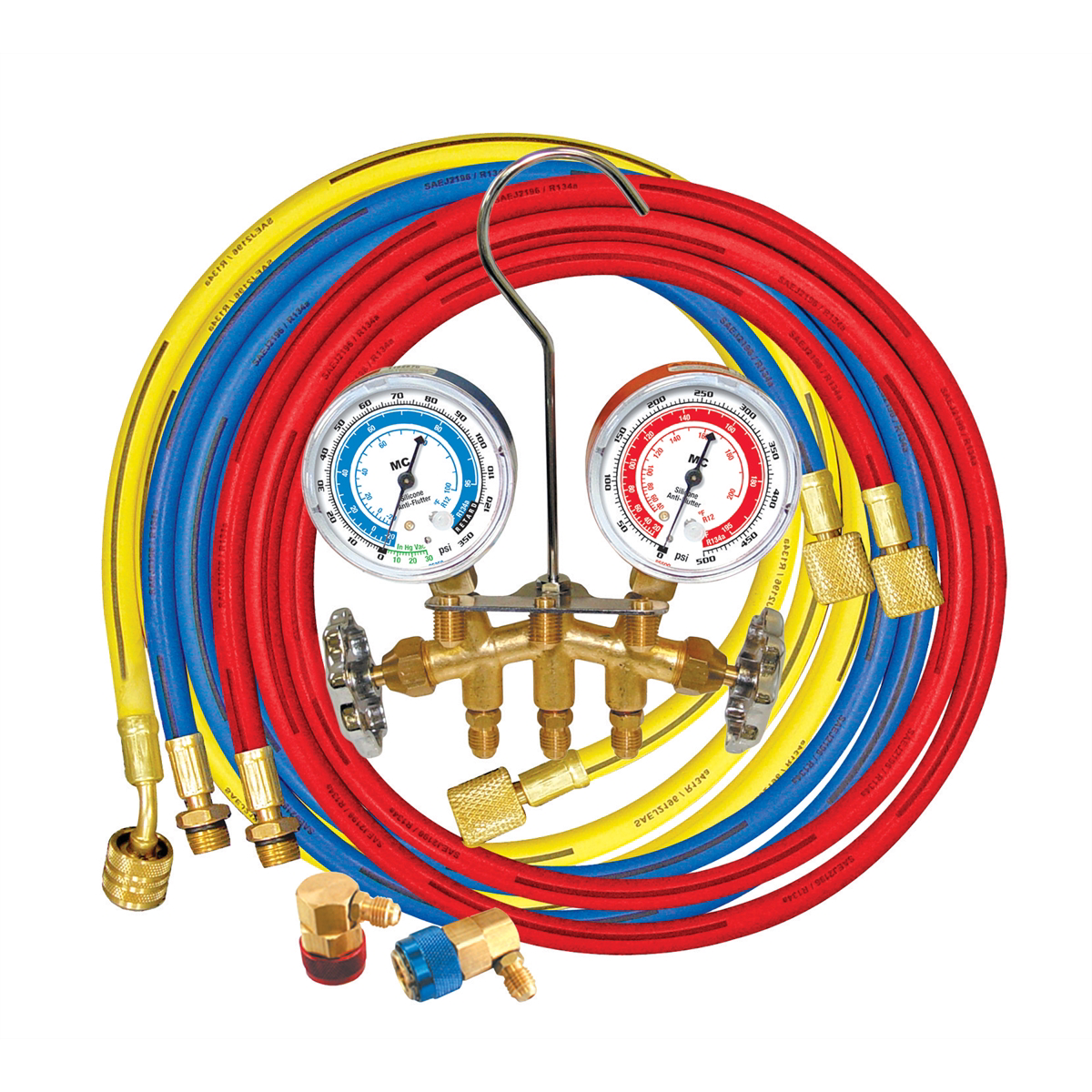 Mastercool 66661 Brass R134a Manifold Gauge Set with 3 Hoses - Walmart.com