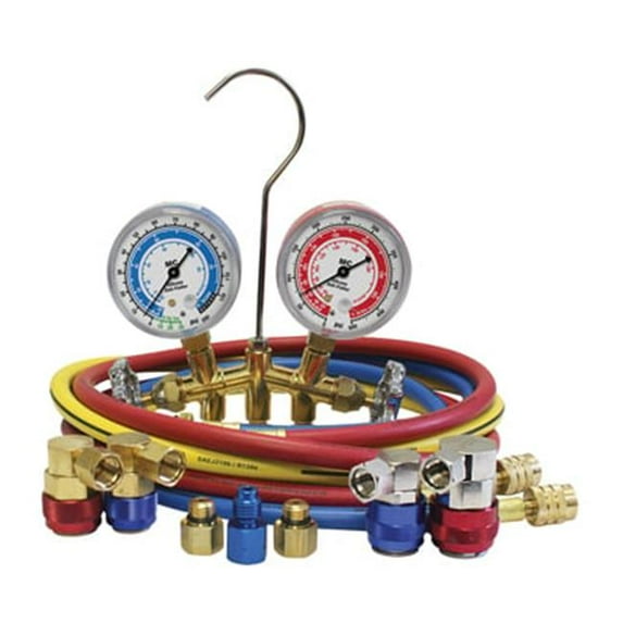 Mastercool ME66661-AYF R1234YF & R134A Brass Manifold Gauge Set ...