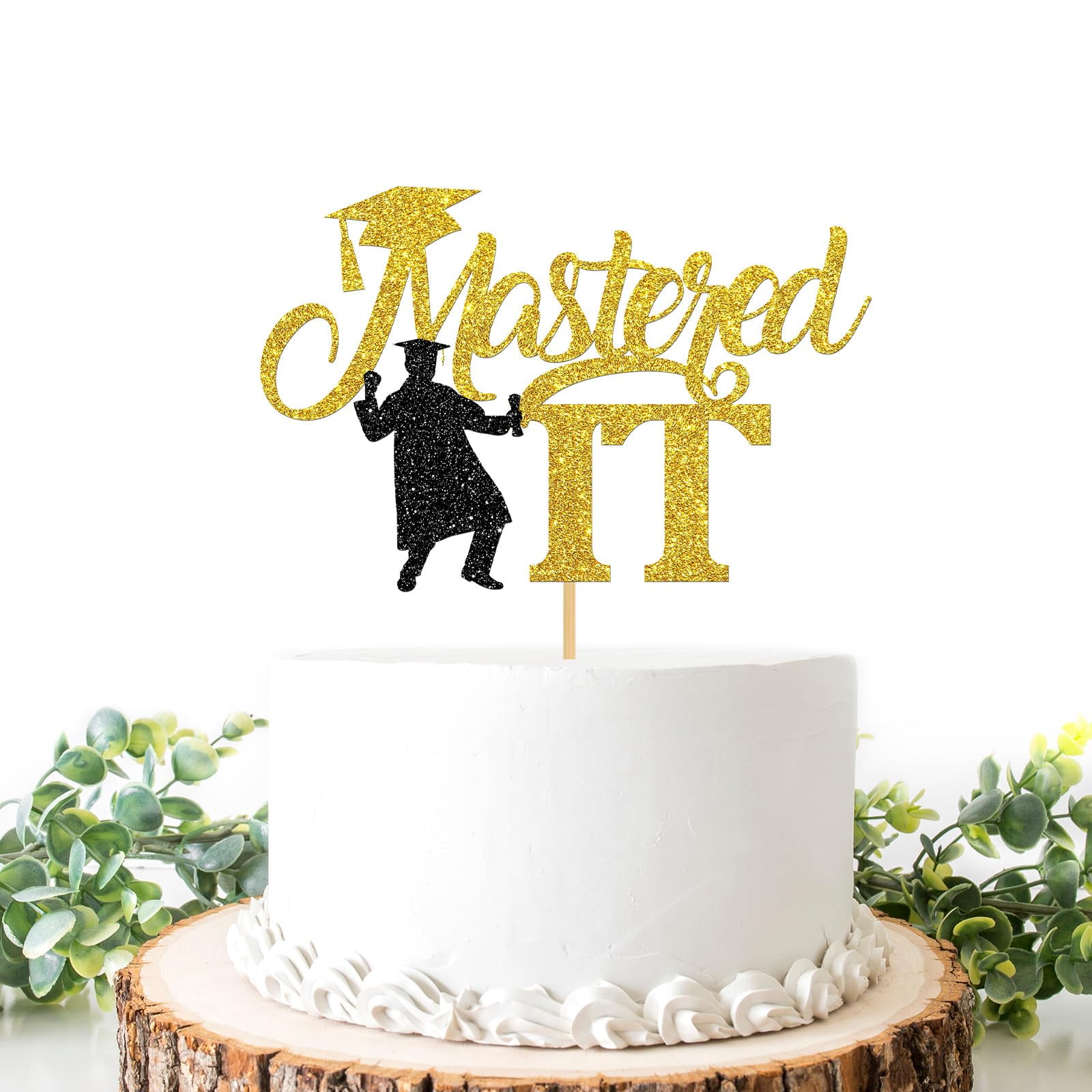 Mastered It Cake SCH4 Topper,Gold&Black Graduation Cake Glitter ...