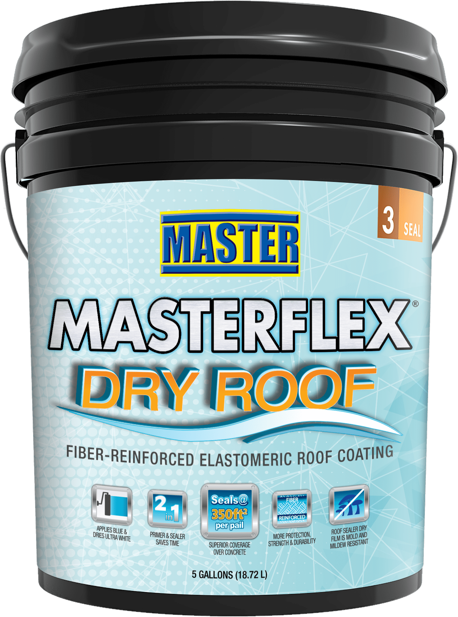 Masterflex Dry Roof Fiber-Reinforced Elastomeric Roof Coating White, 5 ...
