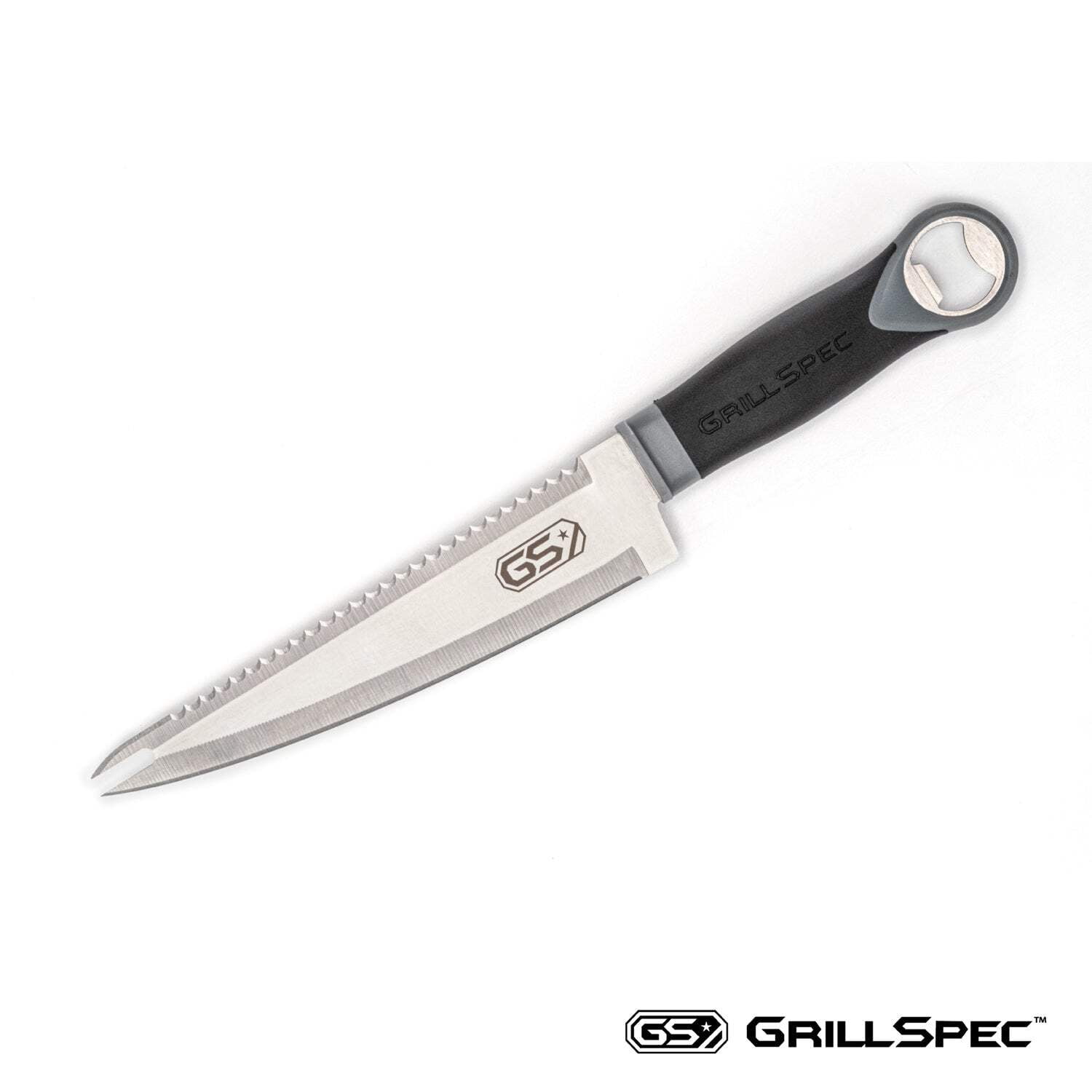 Masterpan 8 in. Stainless Steel Dual-Sided Blade Silicone Grip Multi ...