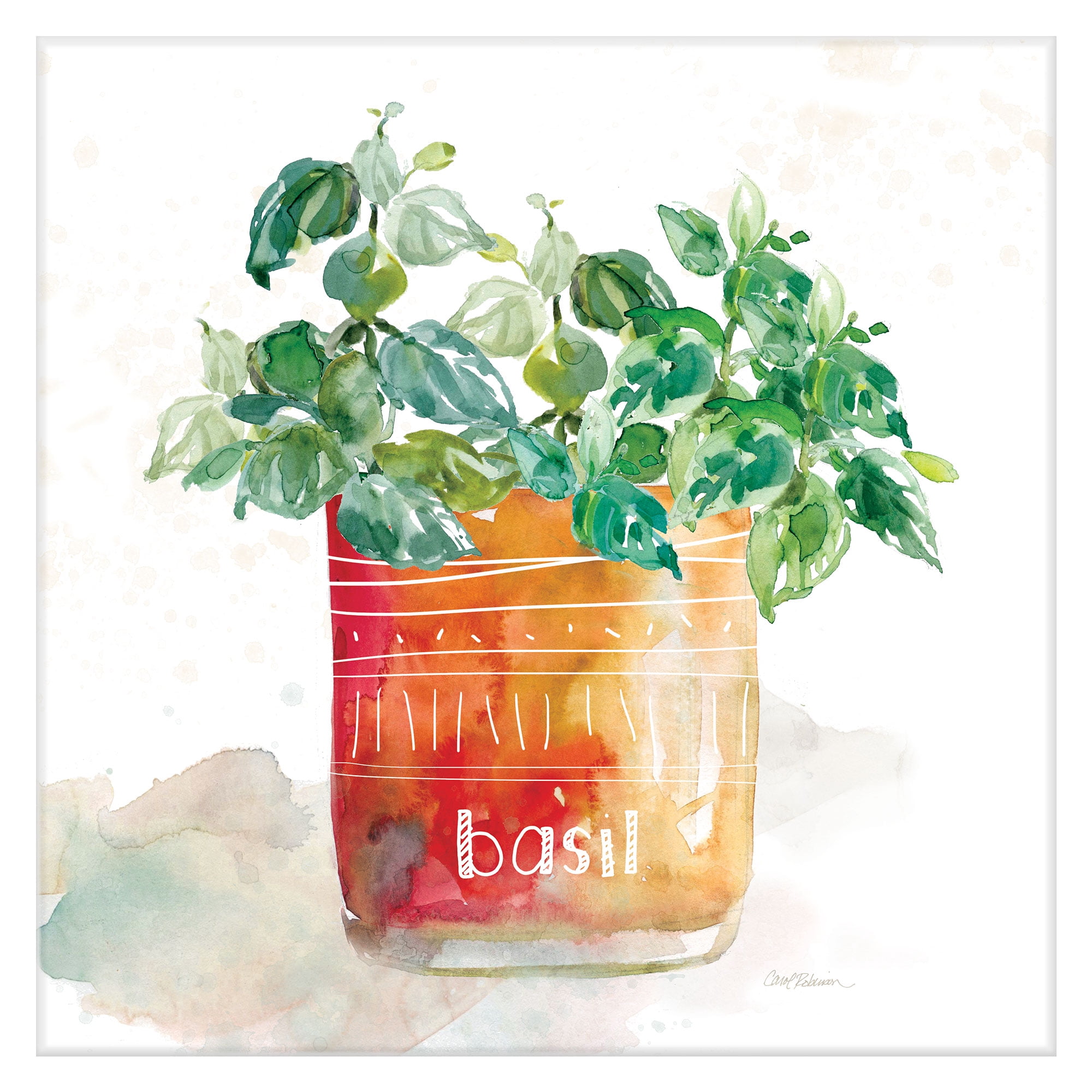 Masterpiece Art Gallery Watercolor Potted Basil Canvas Print by Carol ...