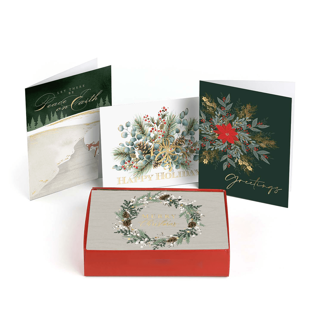 Masterpiece Evergreen Christmas Card Assortment / 12 Holiday Cards With ...