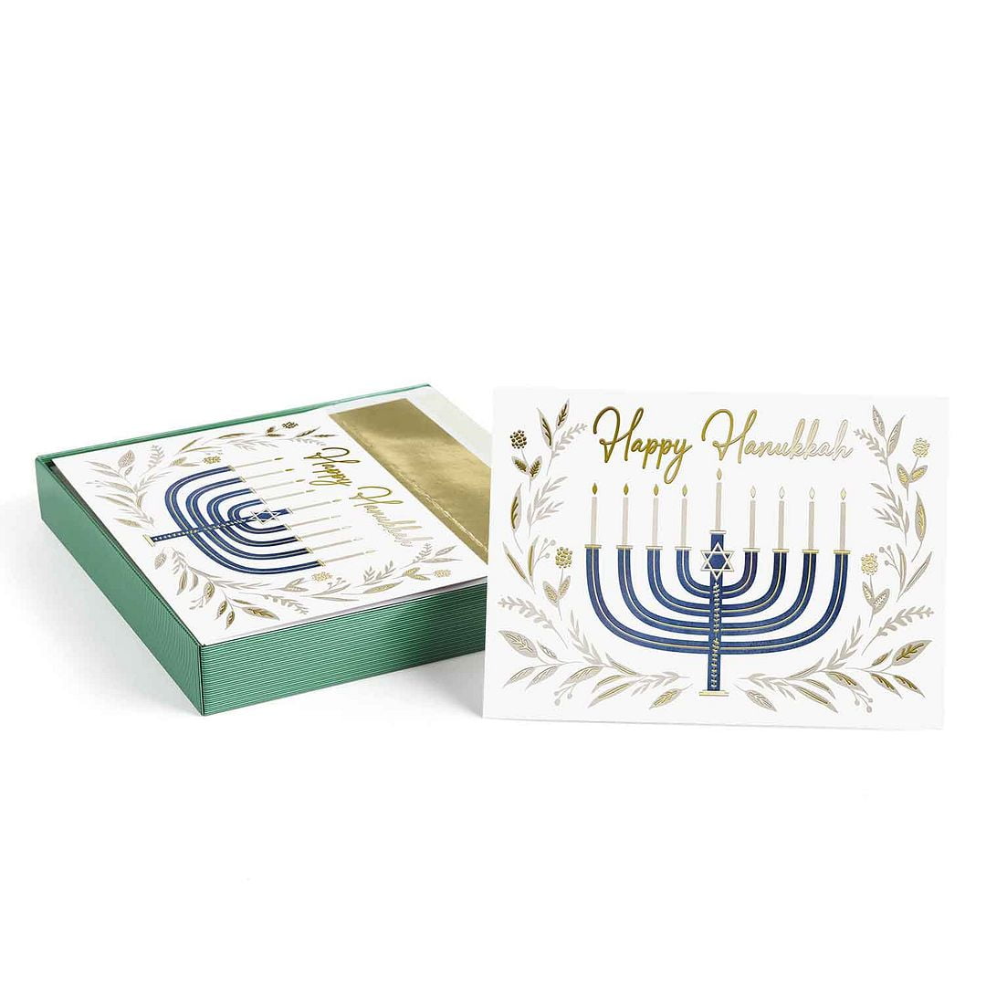 Masterpiece Hanukkah Menorah Cards / 16 Boxed Holiday Card Set With ...