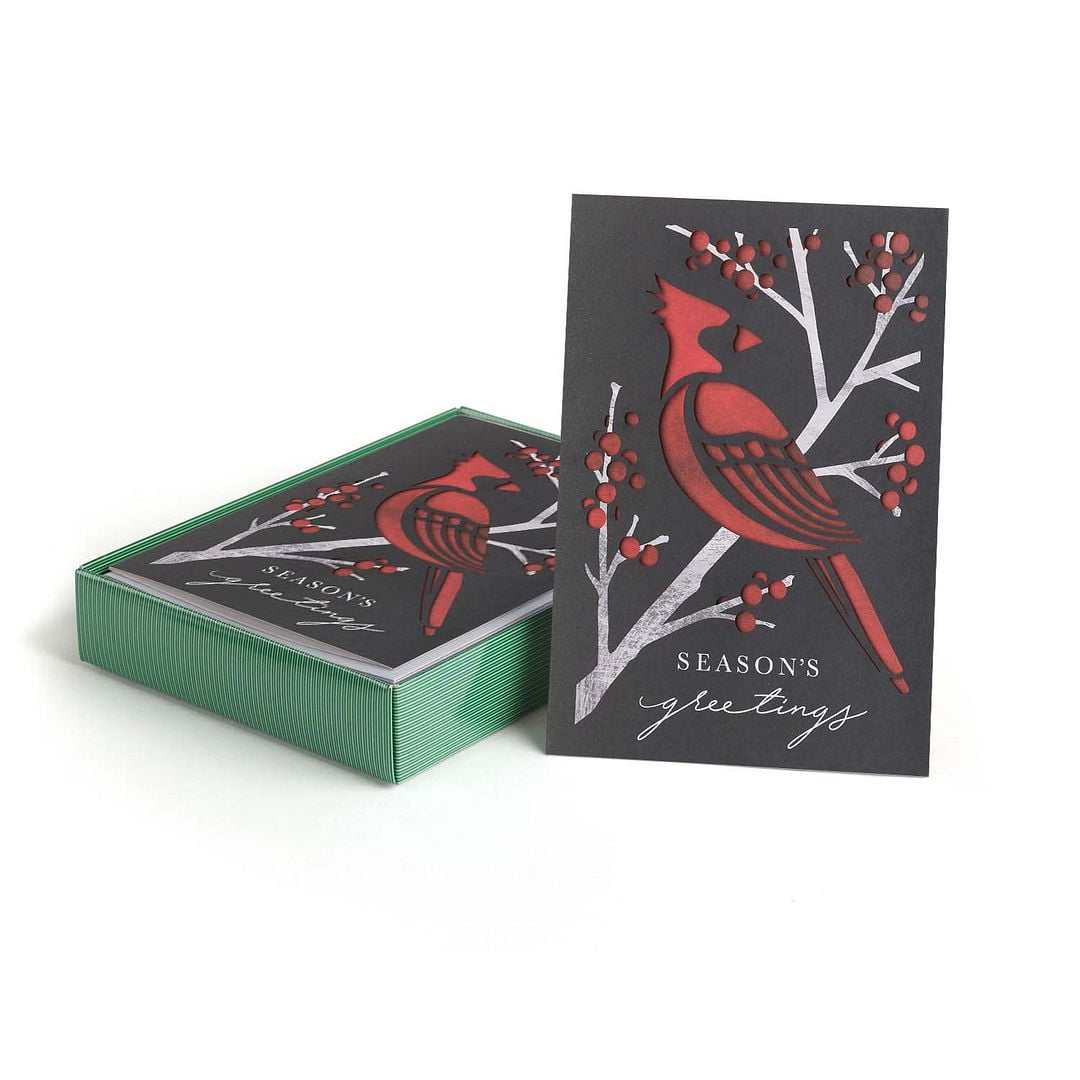 Masterpiece Striking Cardinal Holiday Cards / 10 Boxed Laser Cut Red ...
