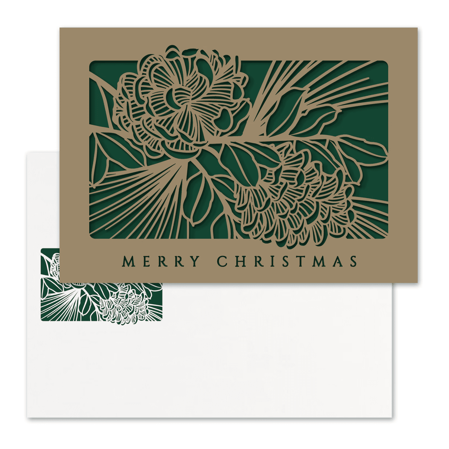 Masterpiece Studios Green Pinecone Laser Cut Holiday Christmas Cards 10 ...