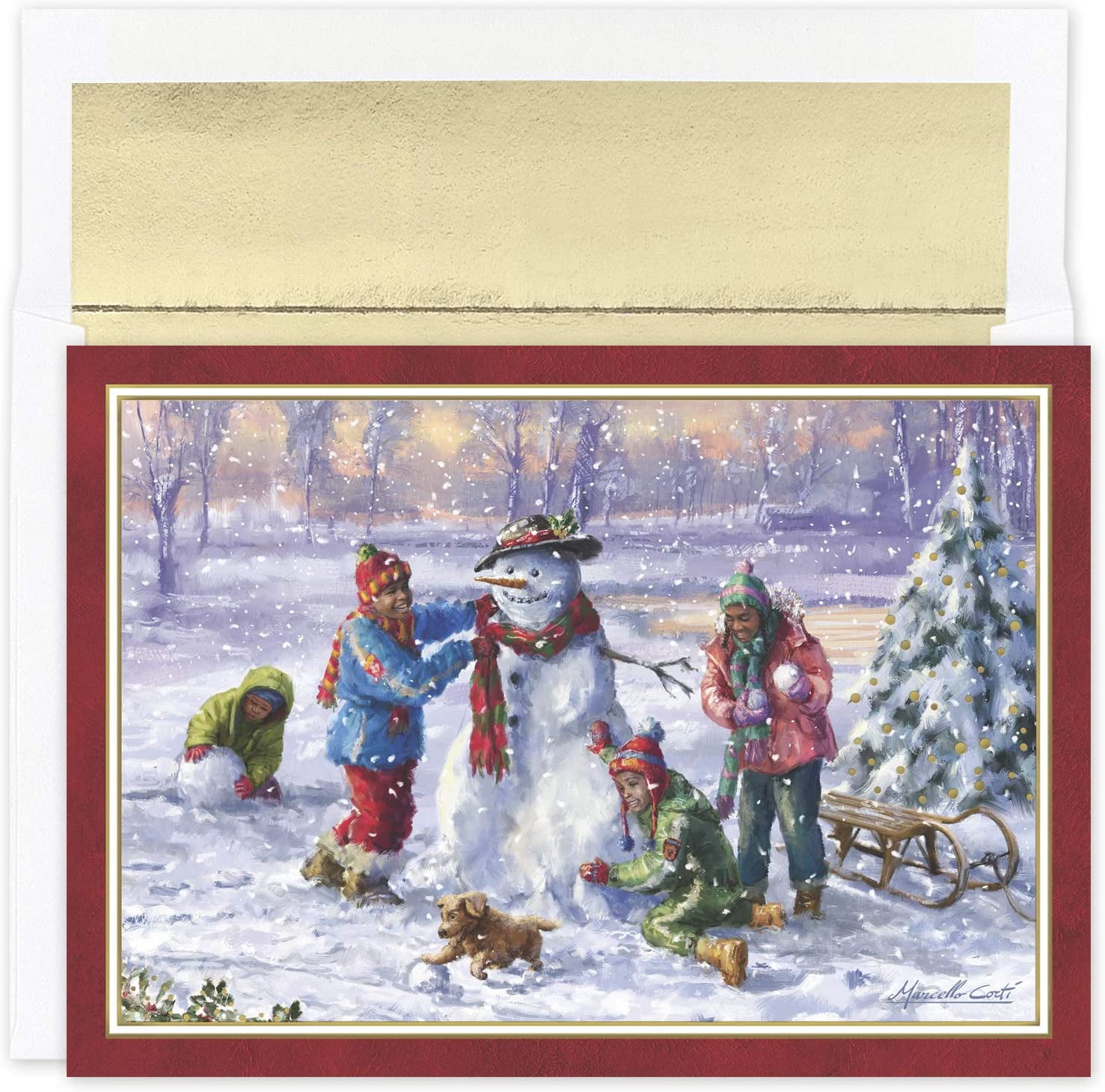 Masterpiece Studios Holiday Christmas Cards, 18-Count, Foil Envelopes ...
