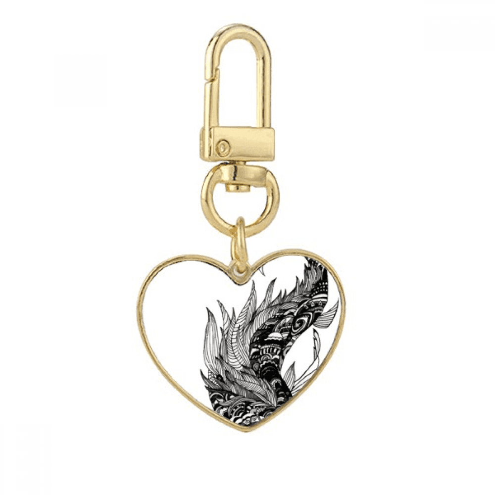 Masterpiece the Classic of Mountains Drawing Gold Heart Keychain Metal ...