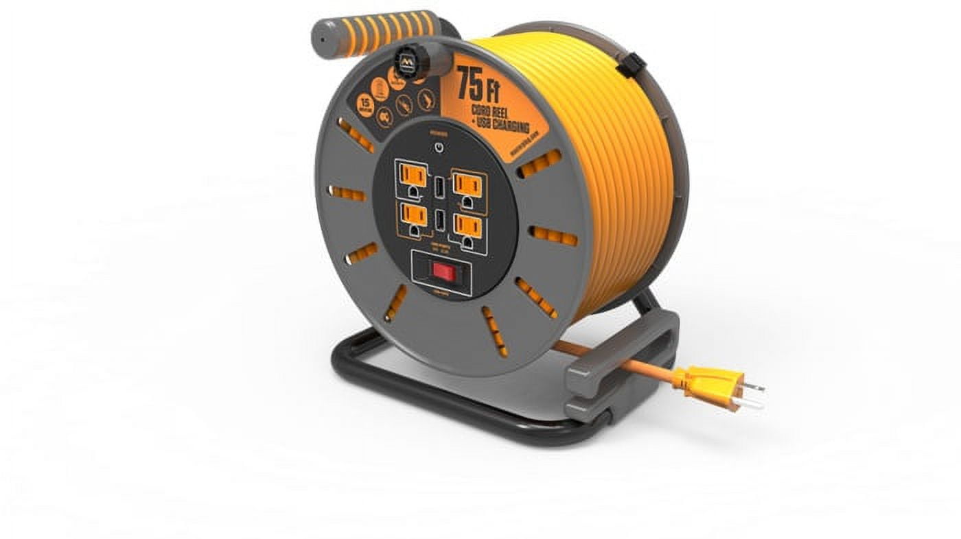 Masterplug 75ft 15amp Extension Cord Reel with USB - Walmart.com