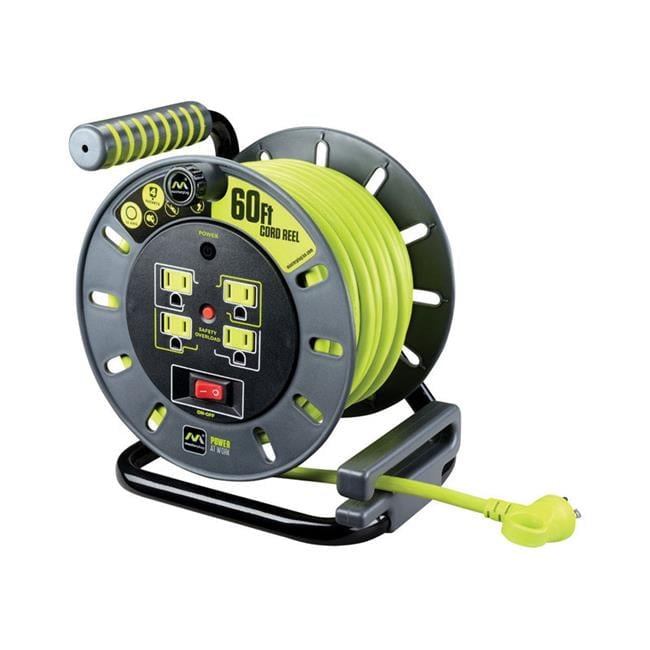 Masterplug ProXT 60 ft. Plastic Cord Reel, Gray & Green - Large ...