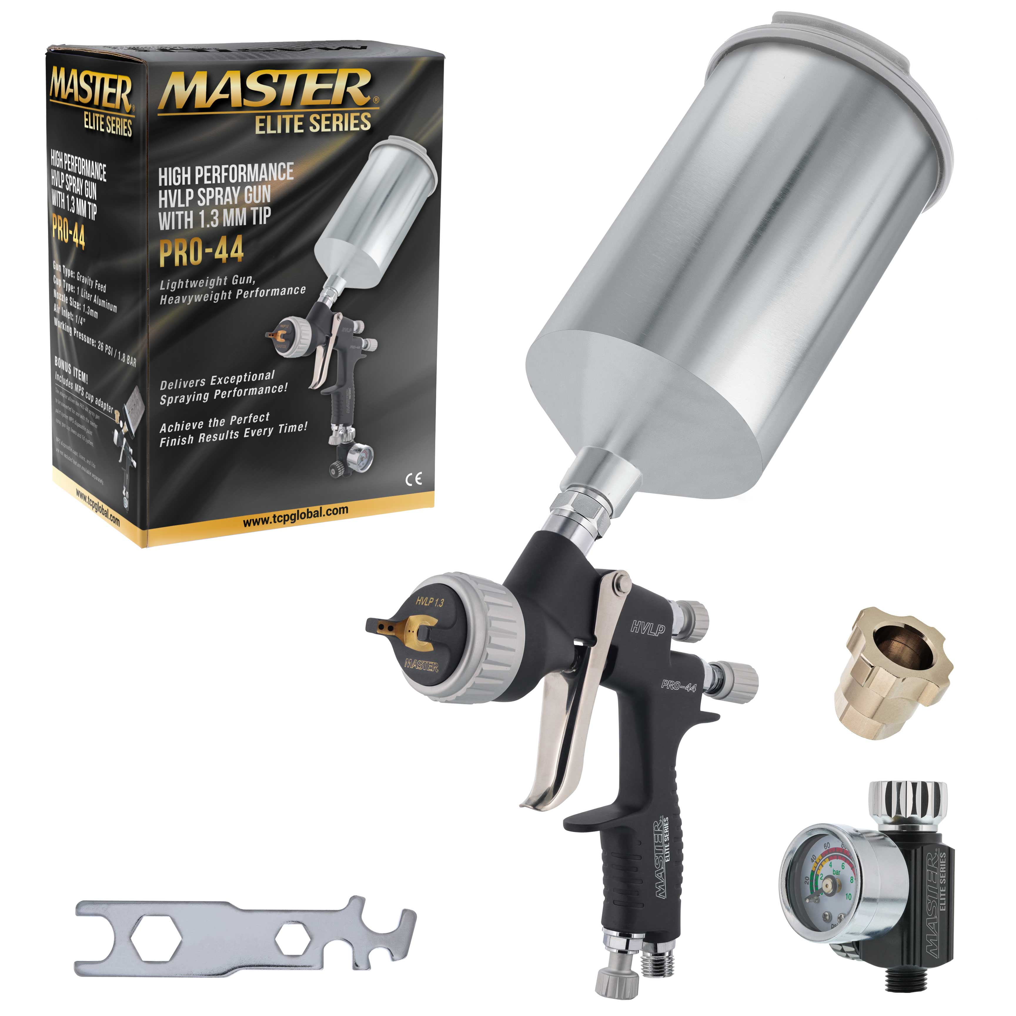 Master Elite Series HVLP Paint Sprayer Gun with 1.3mm Tip & High Flow ...