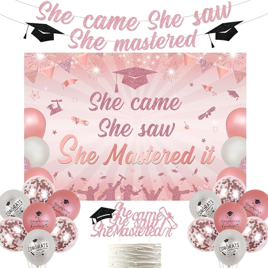 Masters Graduation Decoration Class of 2024, She Came She Saw She ...