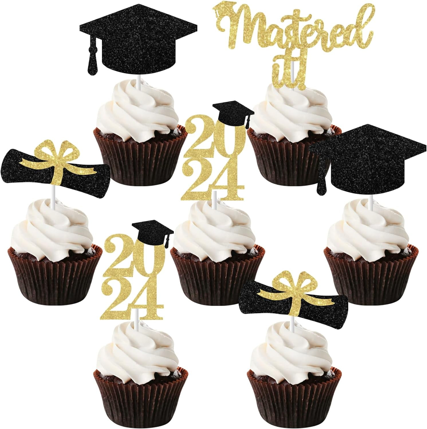 36 Pcs Masters Graduation Cupcake Toppers 2024, Dessert Picks for ...