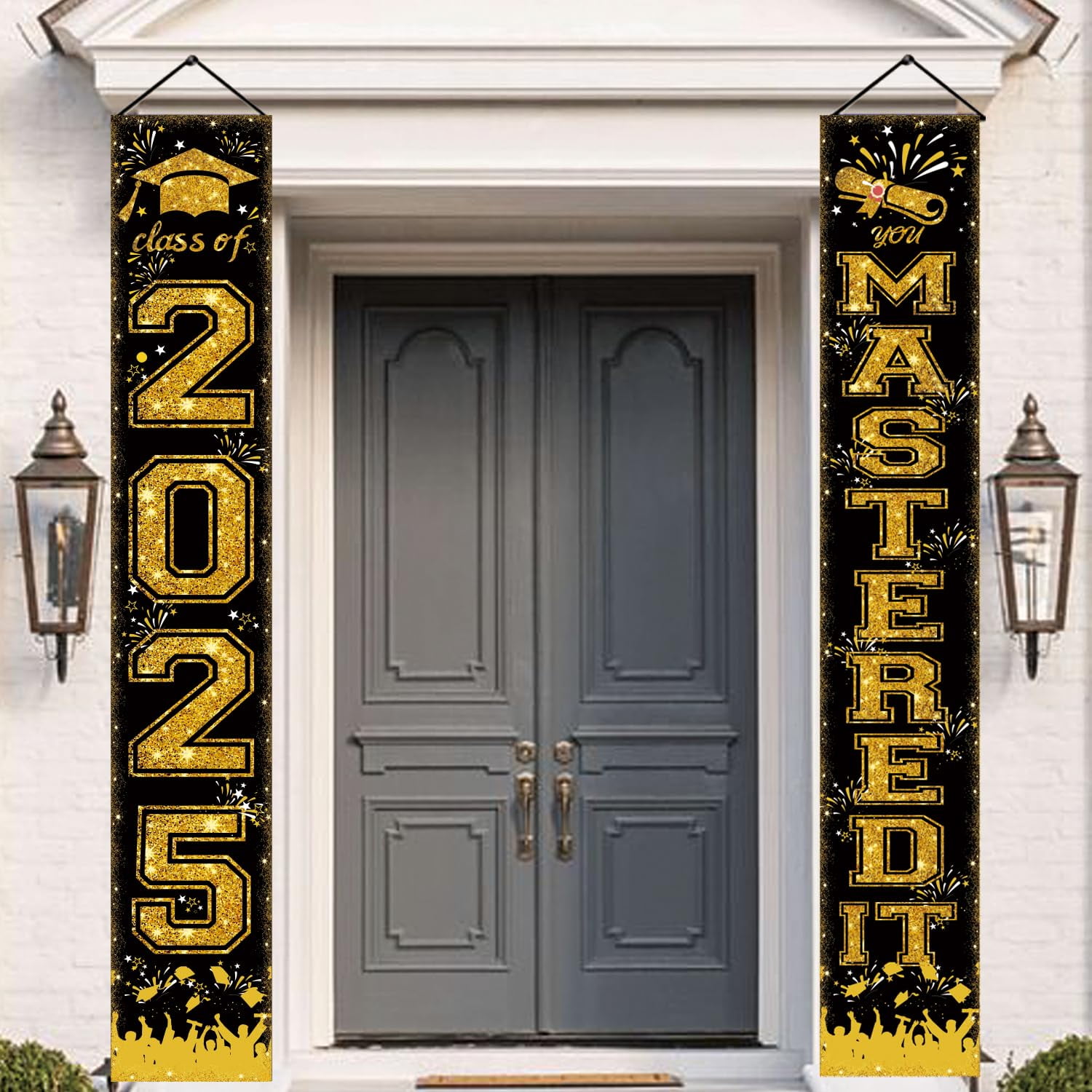Masters Graduation Porch Sign, MMF7 Class of 2025 Decorations, Black ...