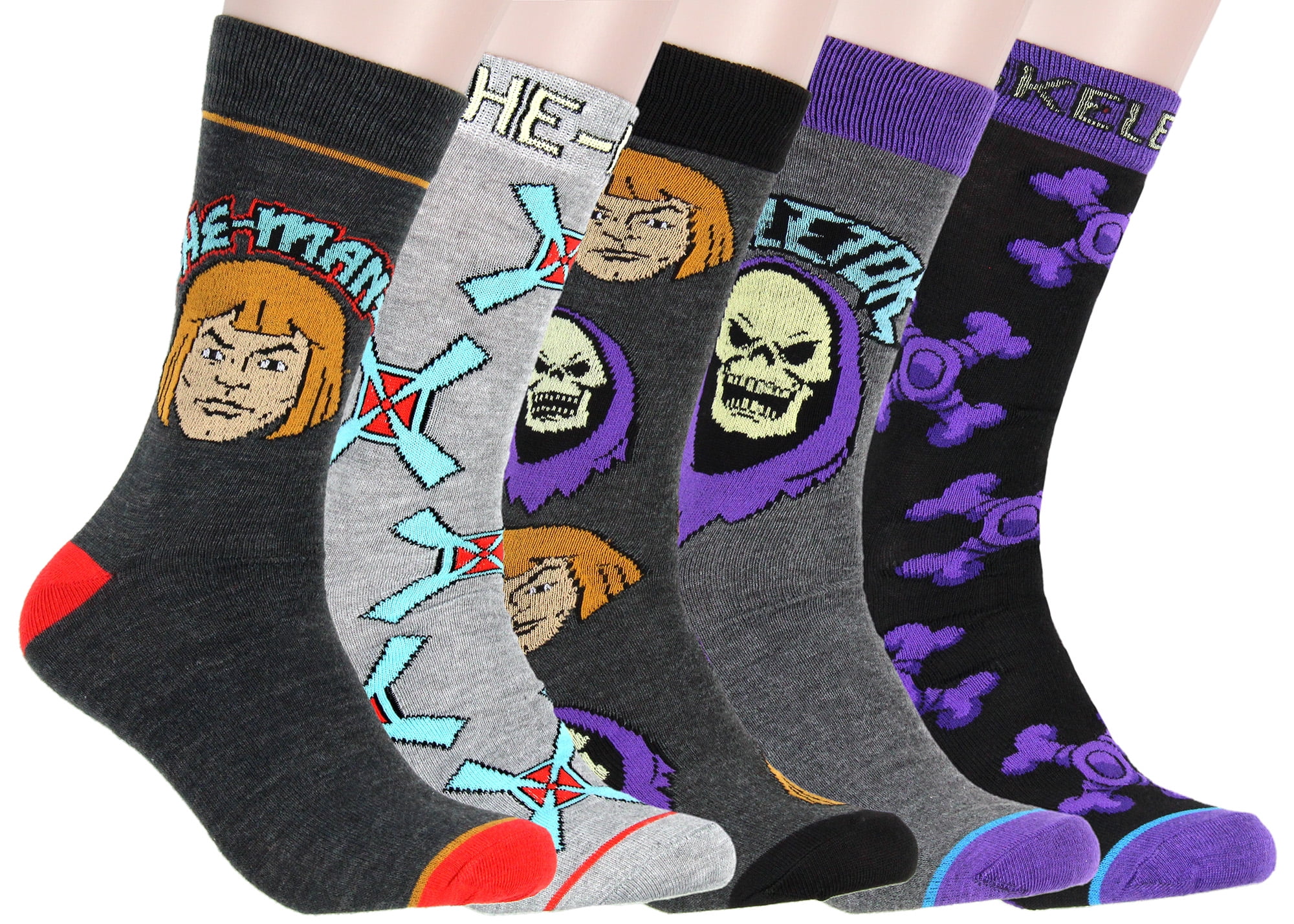 Masters Of the Universe Socks He-Man Skeletor Designs 5 Pack Adult ...