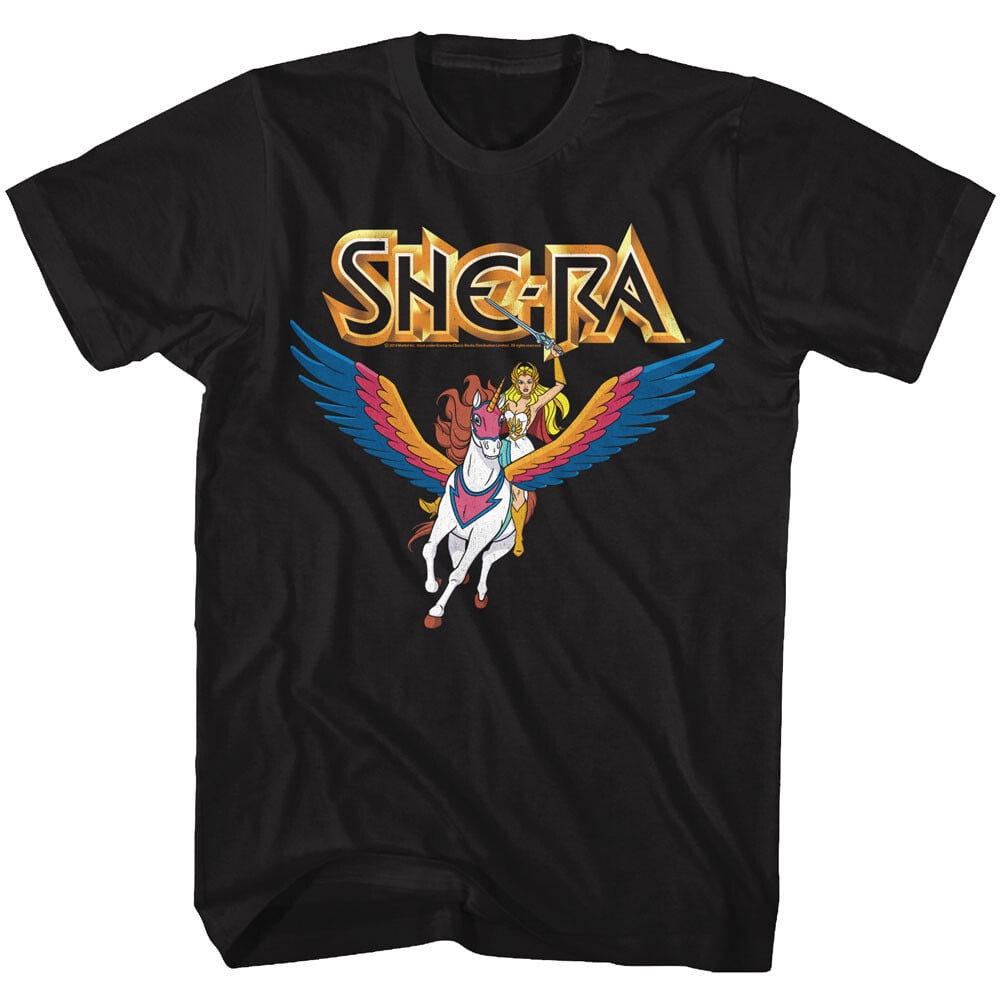 Masters of the Universe She-Ra with Unicorn Black T-shirt - Walmart.com