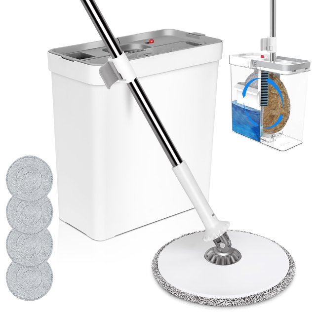 Mastertop Flat Floor Mop Bucket with Wringer Set,Hands-Free, Separate ...