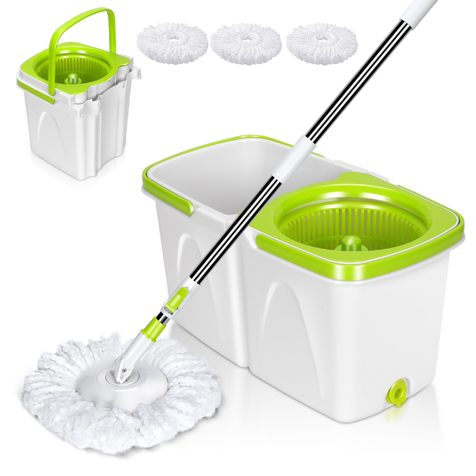 Resenkos Spin Mop and Bucket System 360° Self Wringing Spinning Mop ...