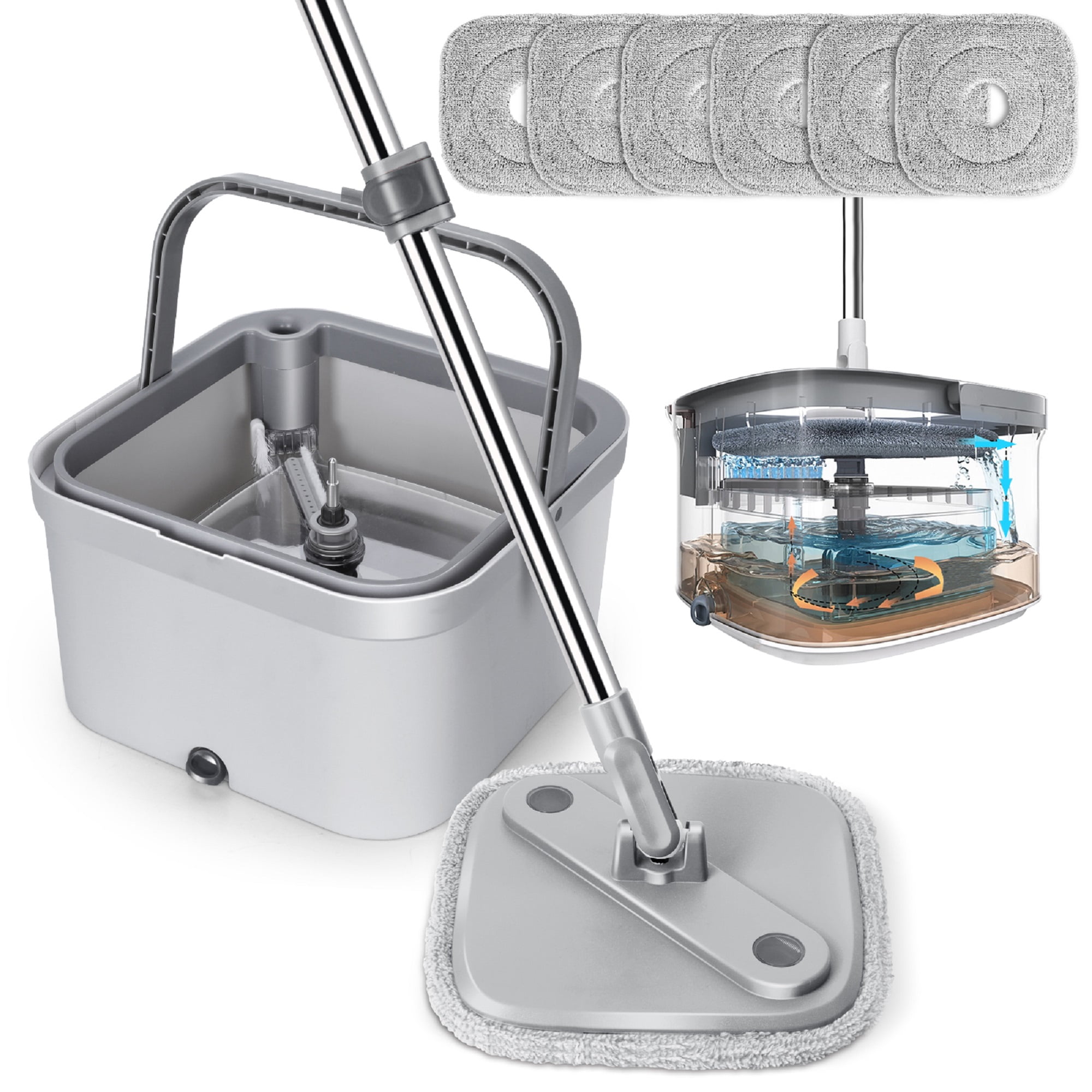 Mastertop Easy Wring Spin Mop with Double Layer Household Separation ...