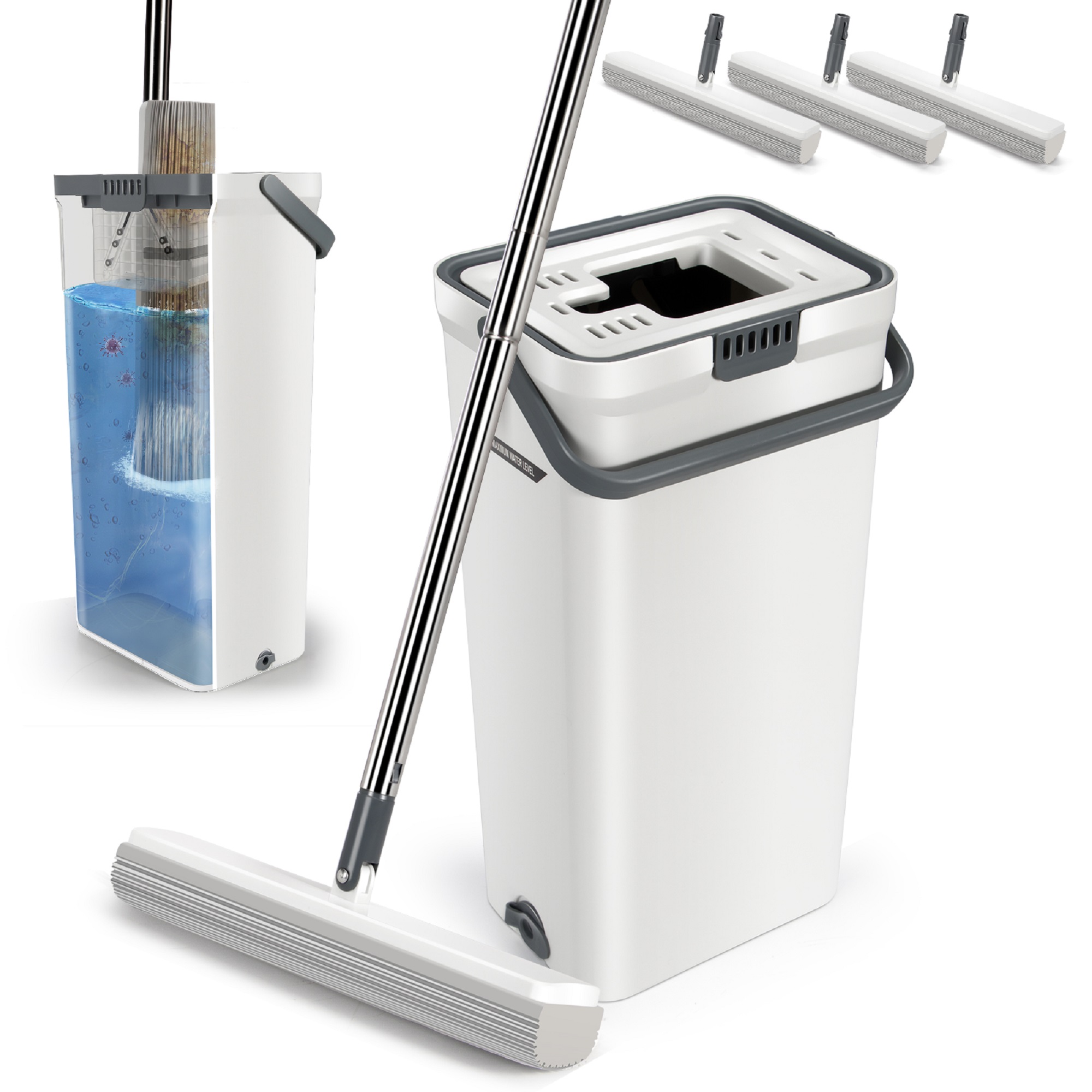 Mastertop Sponge Mop and Bucket Set with Wringer, Floor Cleaning Wet ...