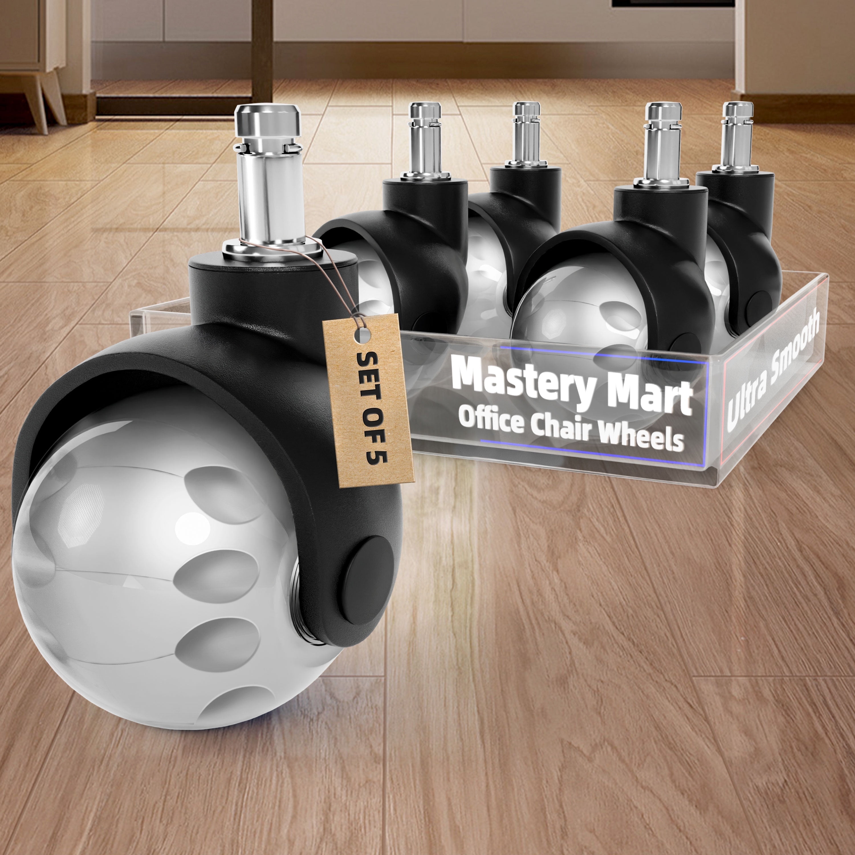 Mastery Mart Heavy Duty 2 Inch Office Chair Caster Wheels, Set of 5 ...