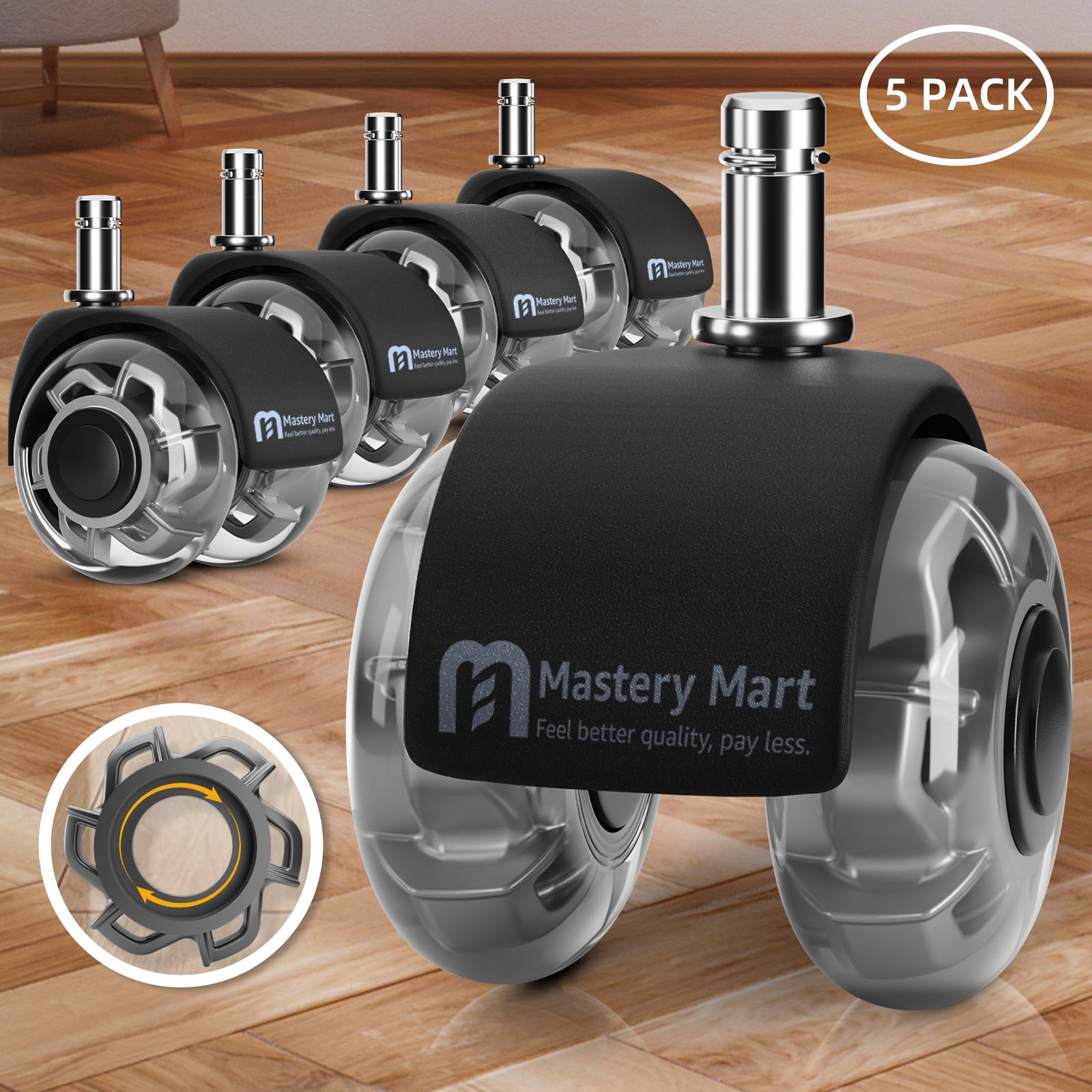 Mastery Mart Office Chair Wheels Replacement Rollerblade Wheels, Heavy ...