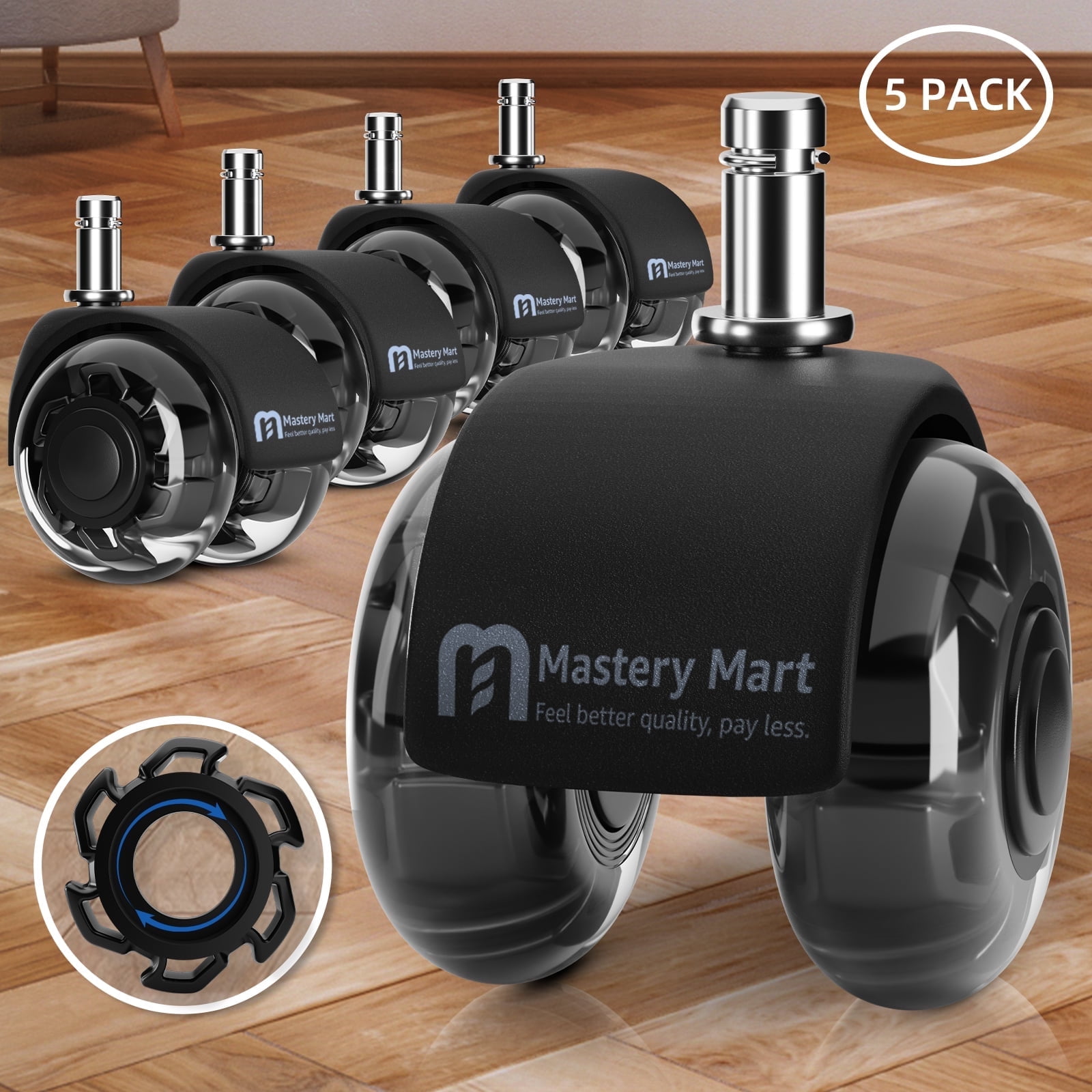 Mastery Mart Heavy Duty Office Chair Rollers, Set of 5, Desk Rolling ...